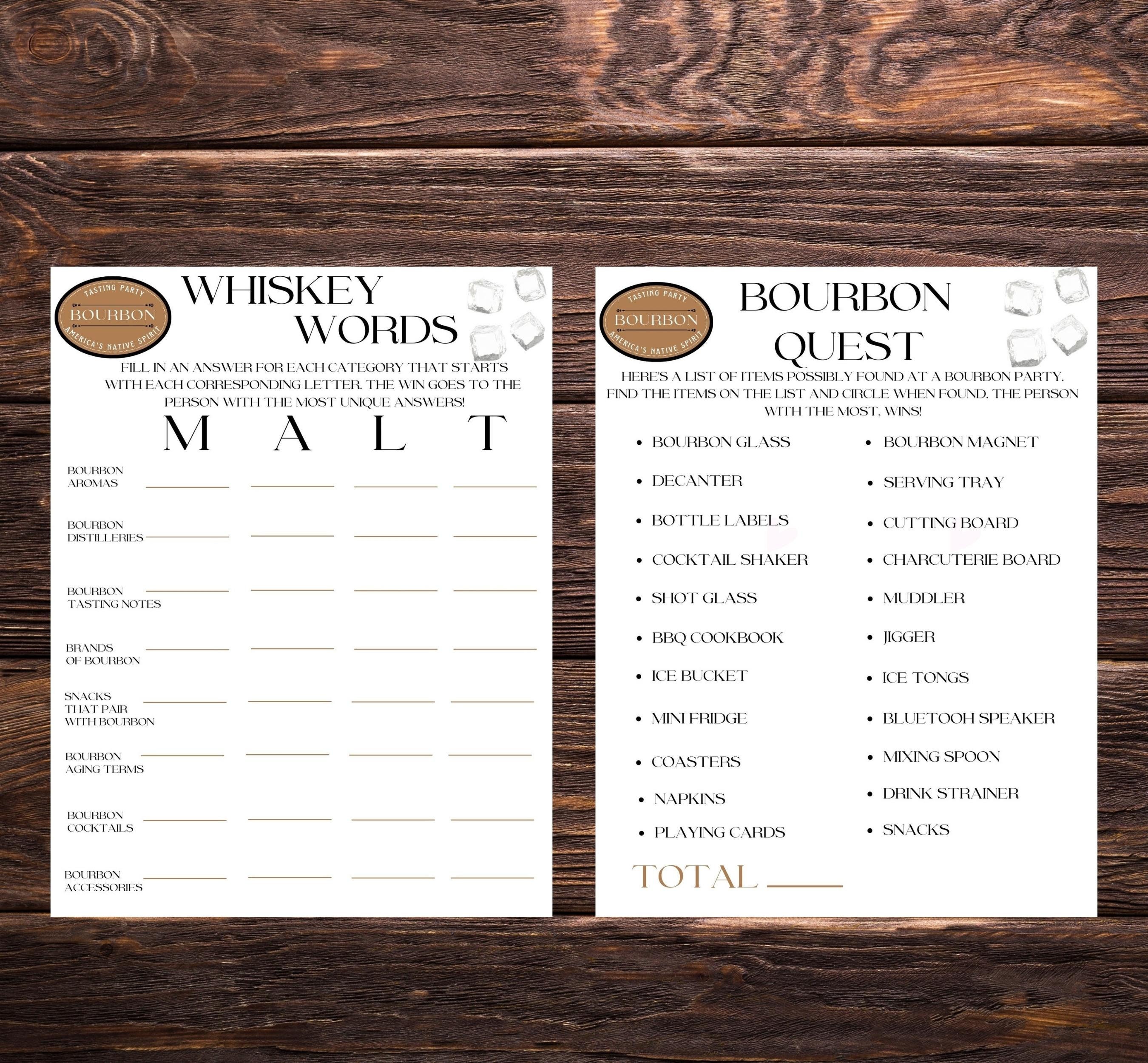 Bourbon Tasting Party Games, Whiskey Tasting Challenge, Kentucky ...