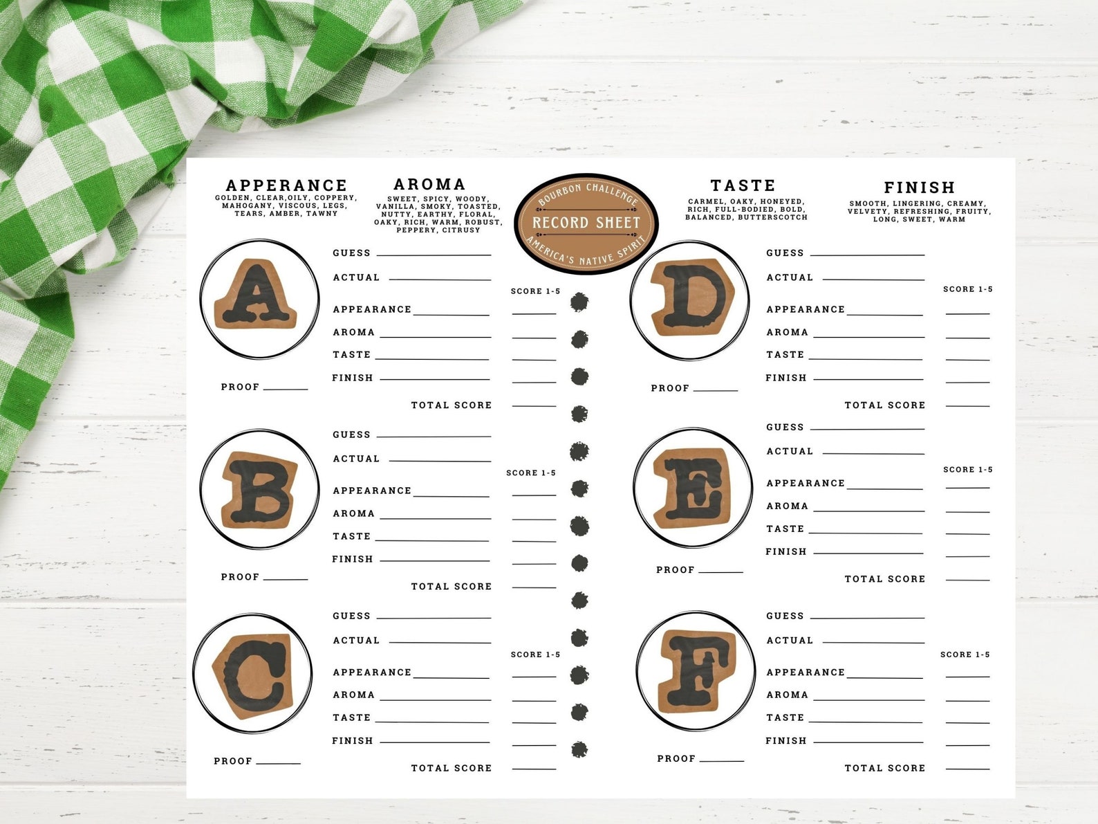 Print Your Own Bourbon Whiskey Tasting Template, Bourbon Whiskey Trail ...