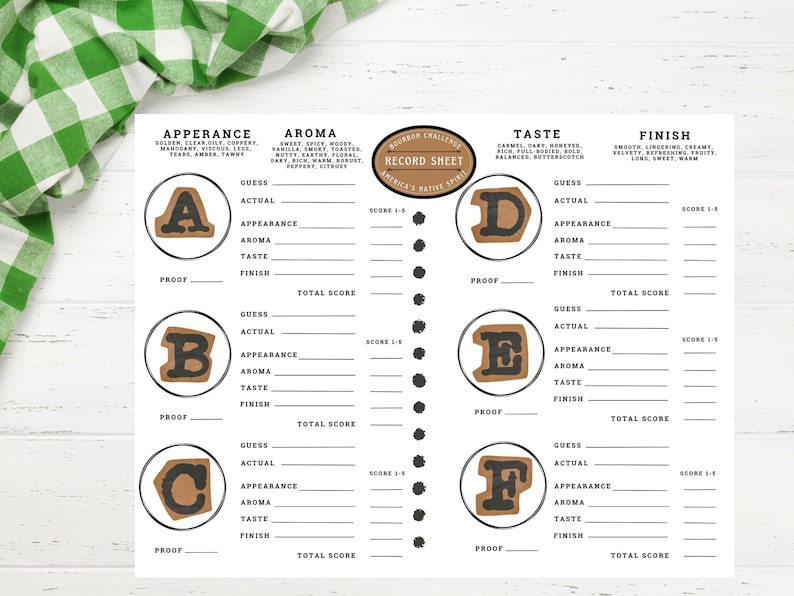 Print Your Own Bourbon Whiskey Tasting Template, Bourbon Whiskey Trail ...