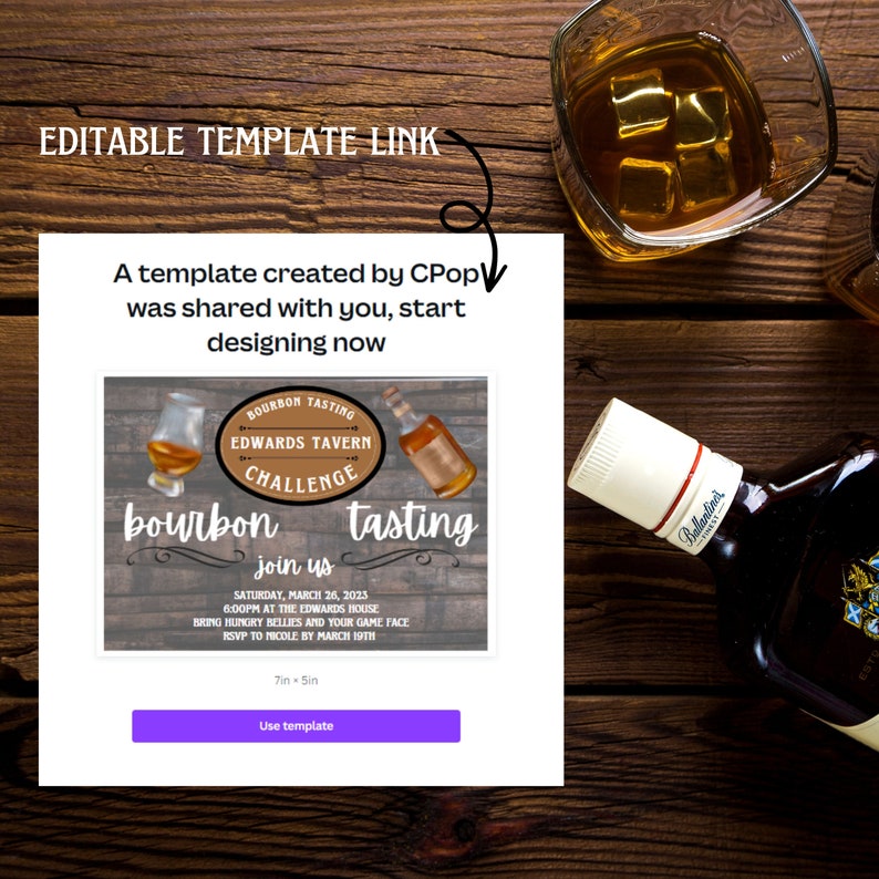 Bourbon Whiskey Tasting Invitation Template, Printable Adult Birthday ...