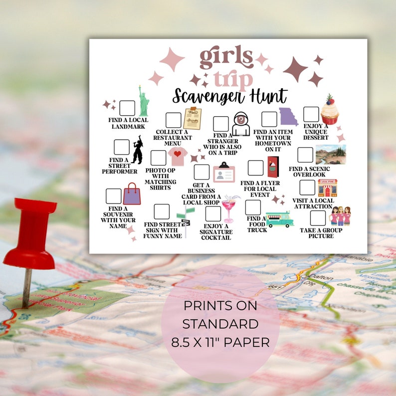 Girls Trip Scavenger Hunt, Vacation Road Trip Game, Girls Weekend ...