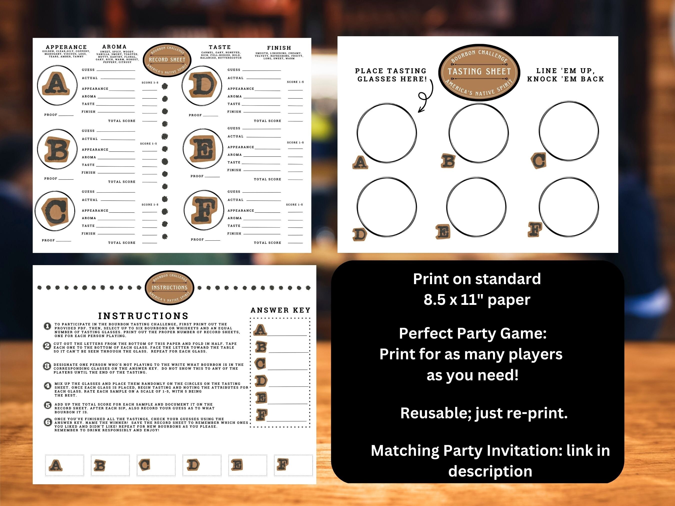 Print Your Own Bourbon Whiskey Tasting Template, Bourbon Whiskey Trail ...