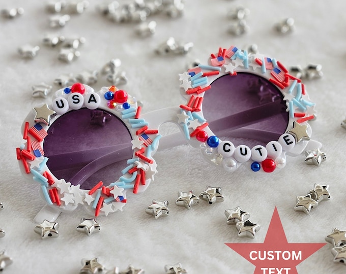 Party in the USA Sunglasses | Red White and Blue Bedazzled Heart ...