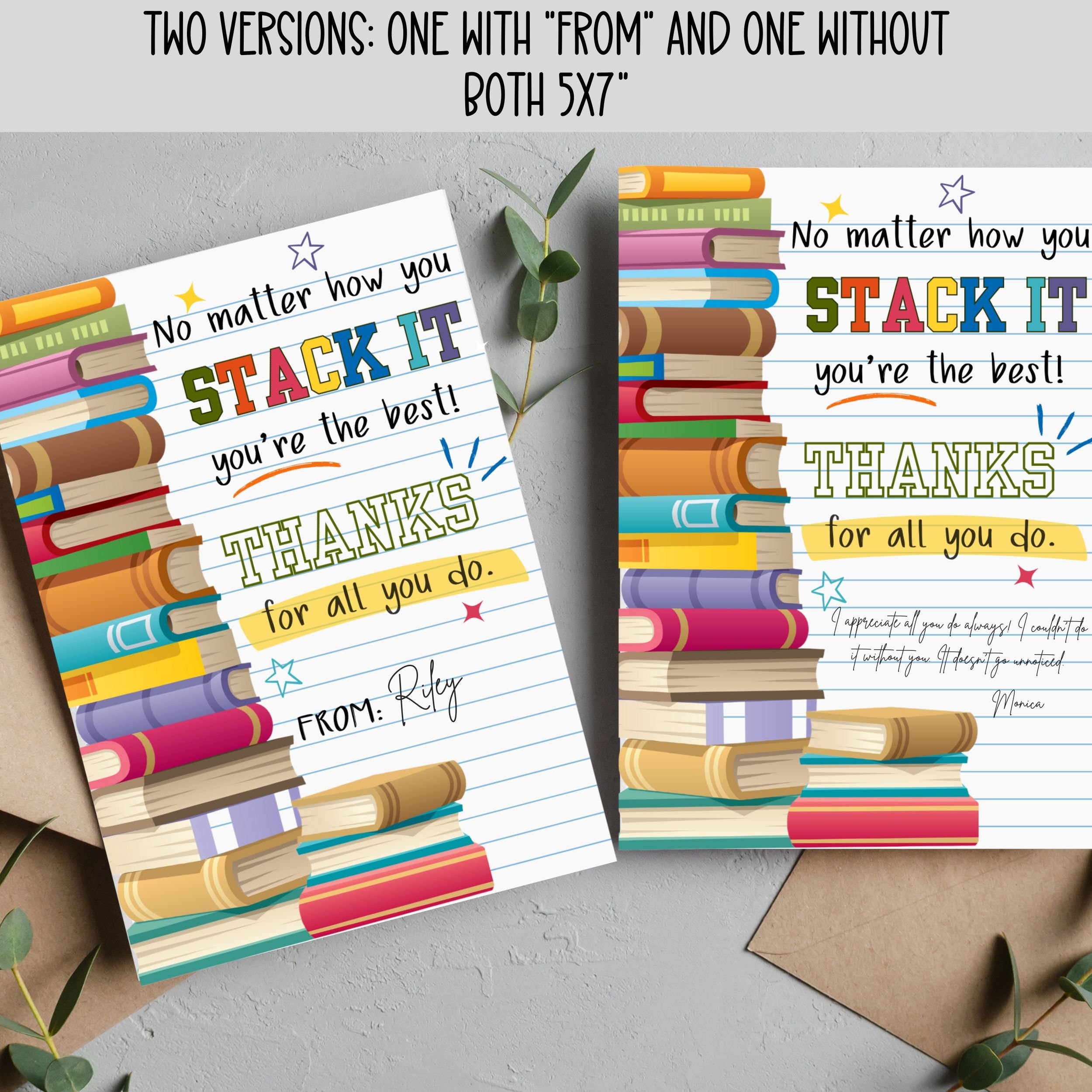 Book Lover Greeting Card Librarian Thank You Card Teacher - Etsy