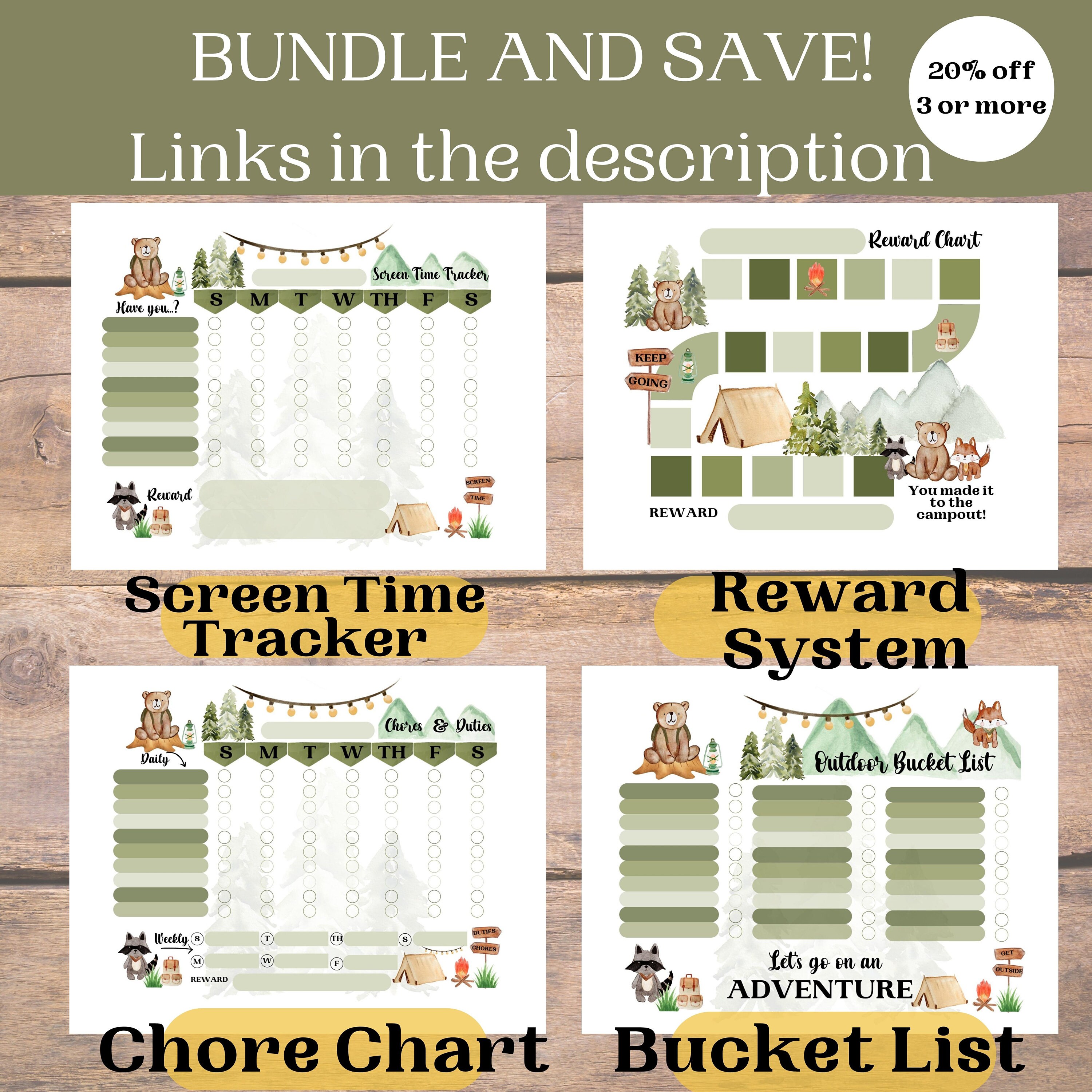 Camping Reward Chart for Kids Adventure Behavior Game - Etsy