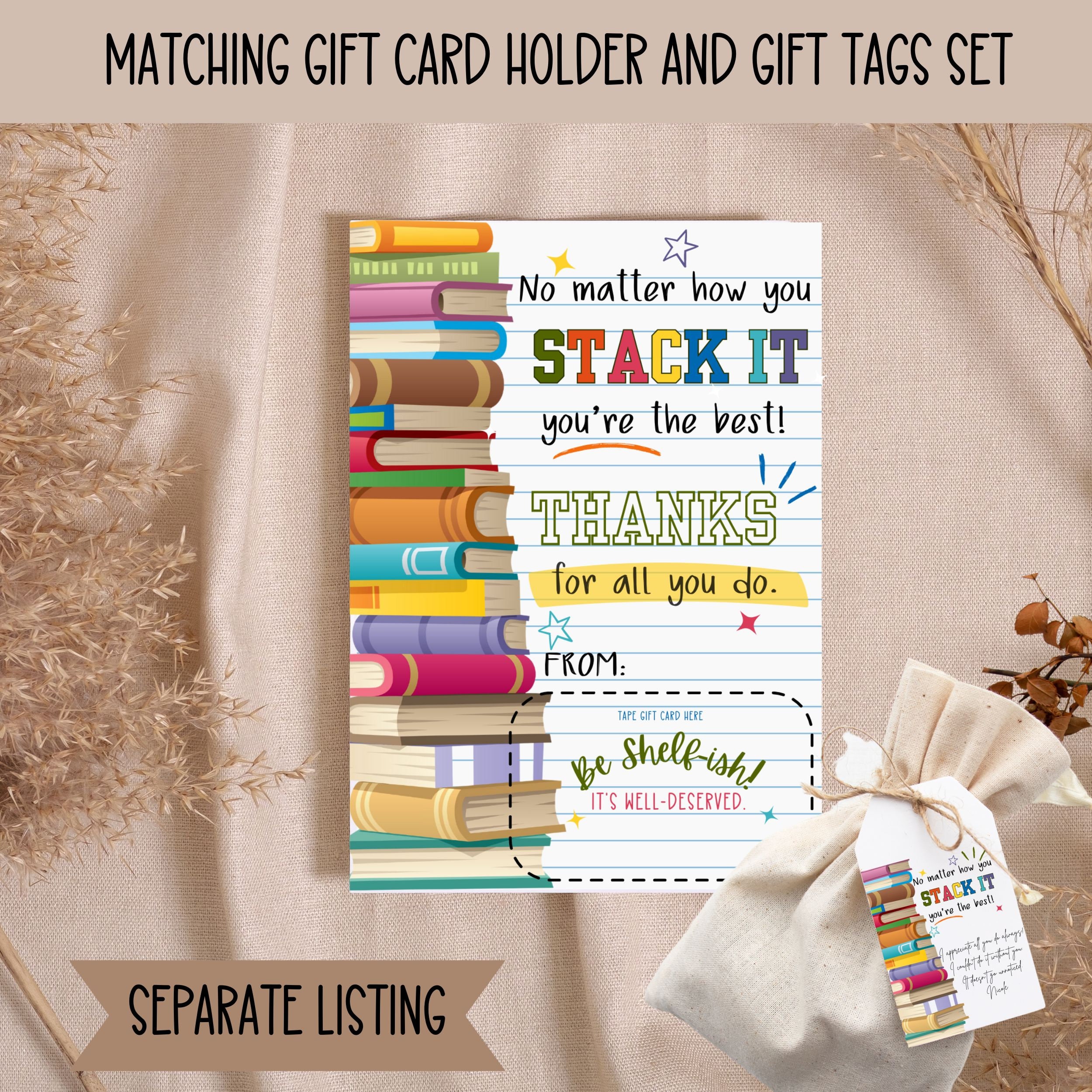 Book Lover Greeting Card Librarian Thank You Card Teacher - Etsy