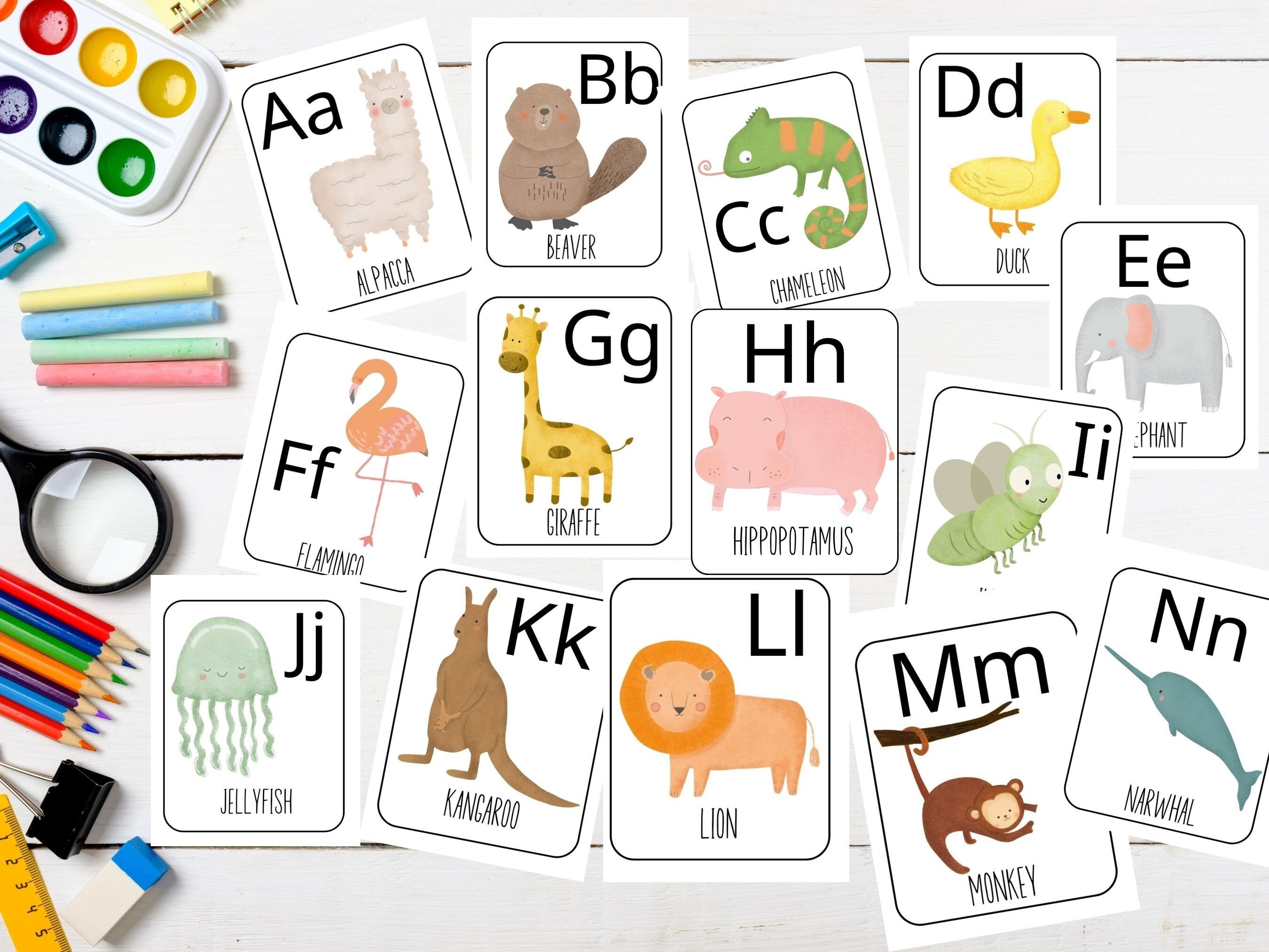 ABC Animal Flashcards Animal Flashcards for Kids ABC Cards - Etsy