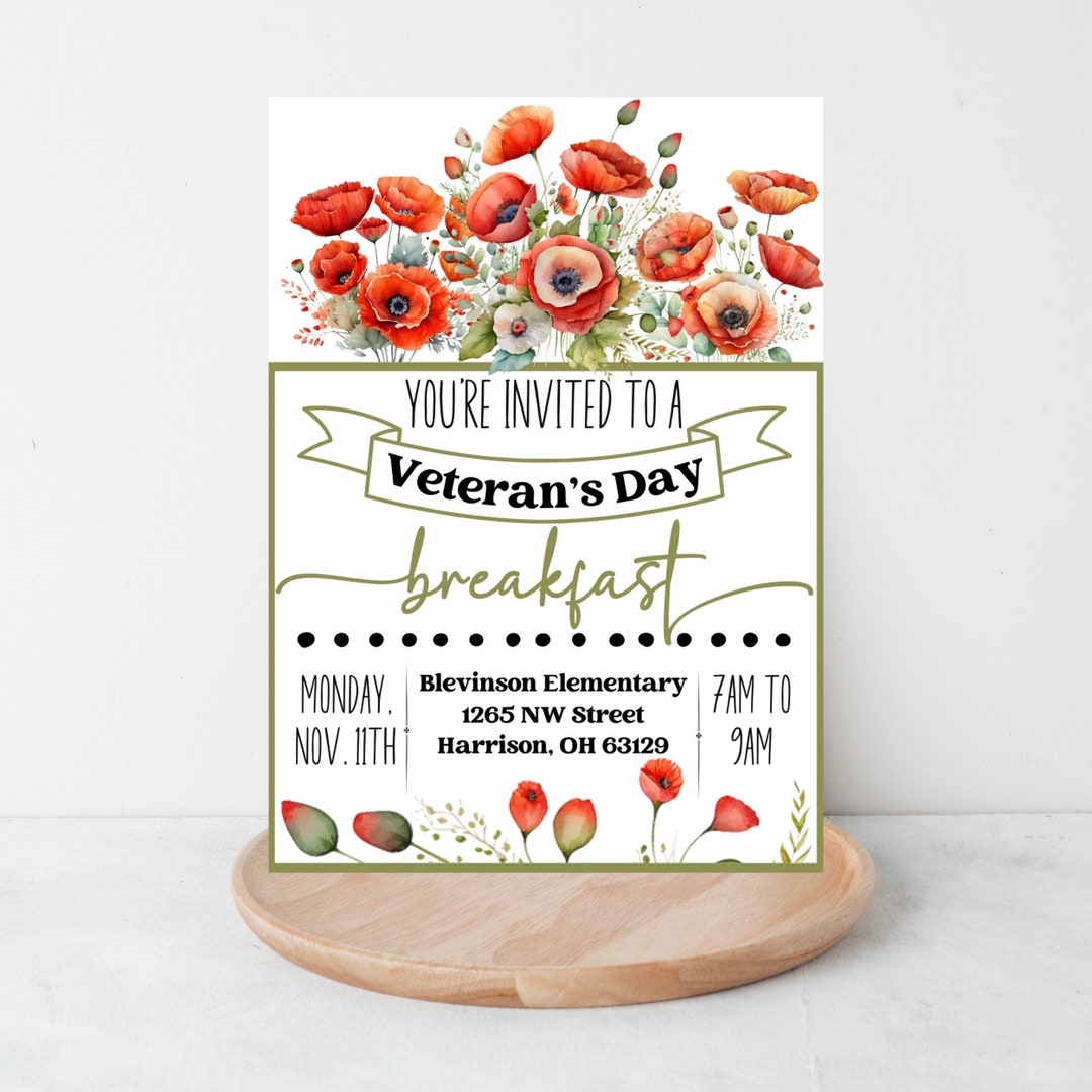 Veteran's Day Poppy Invitation, Memorial Day Party Invite, Lest We ...