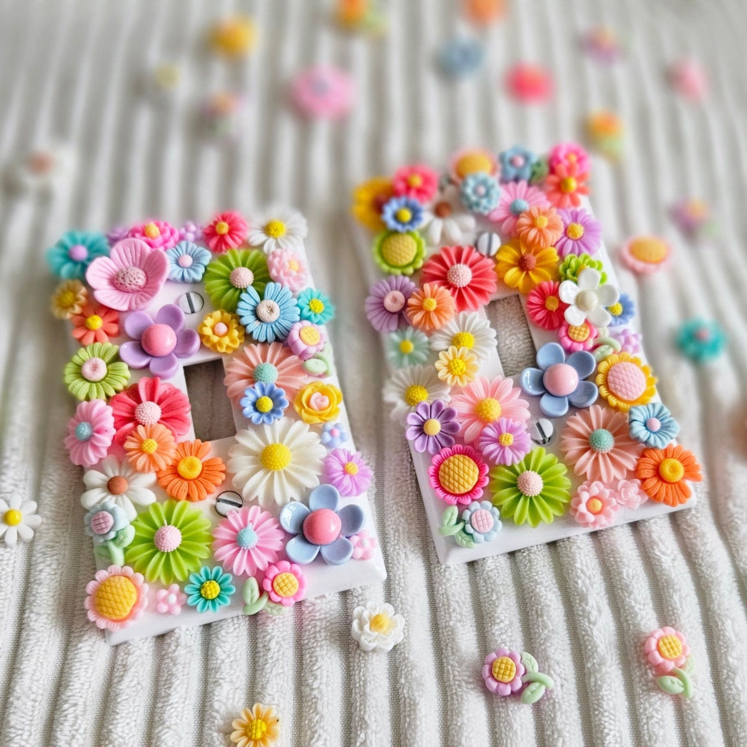 Flower Light Switch Cover, Bedazzled Outlet Cover, Baby Nursery Wall ...