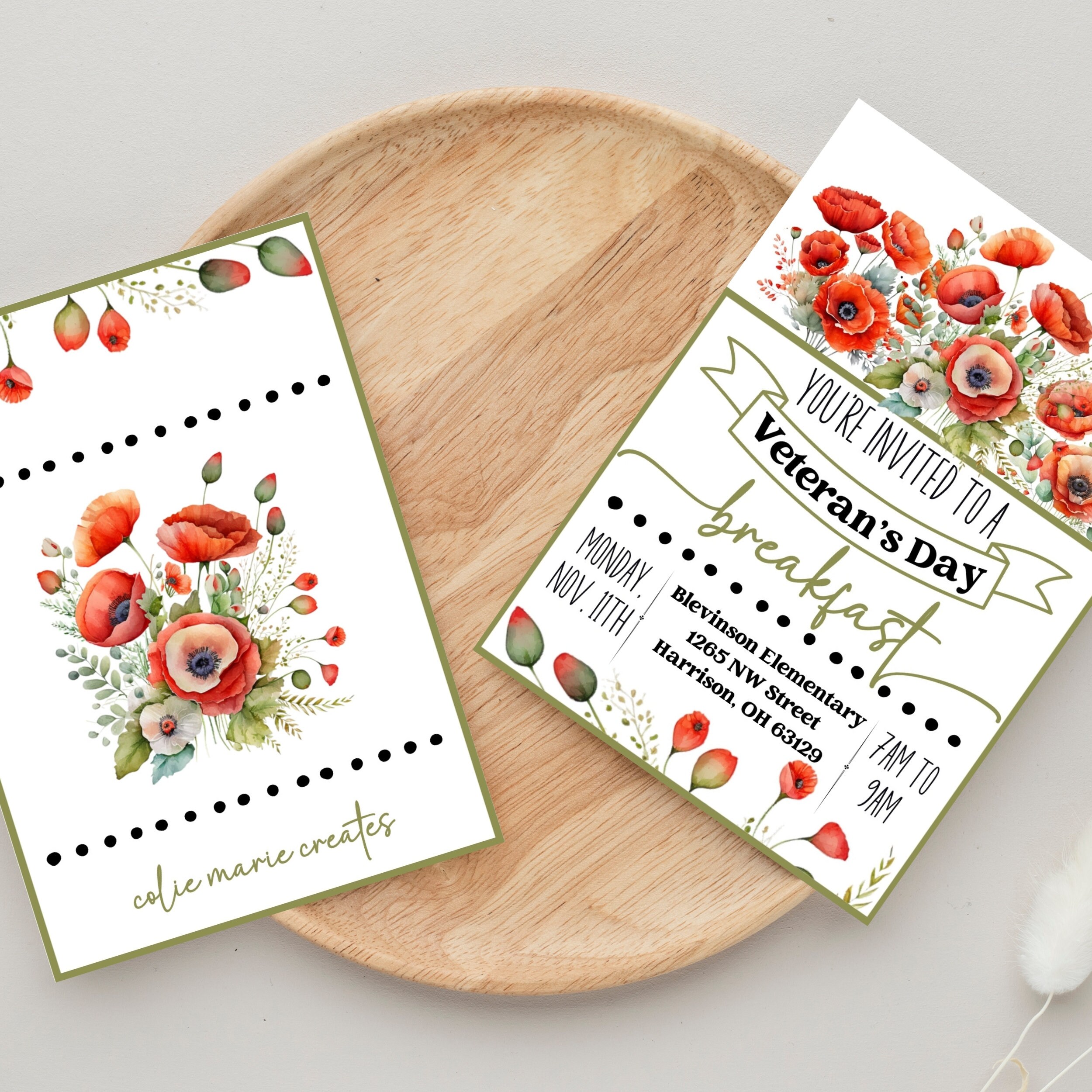 Veteran's Day Poppy Invitation, Memorial Day Party Invite, Lest We ...