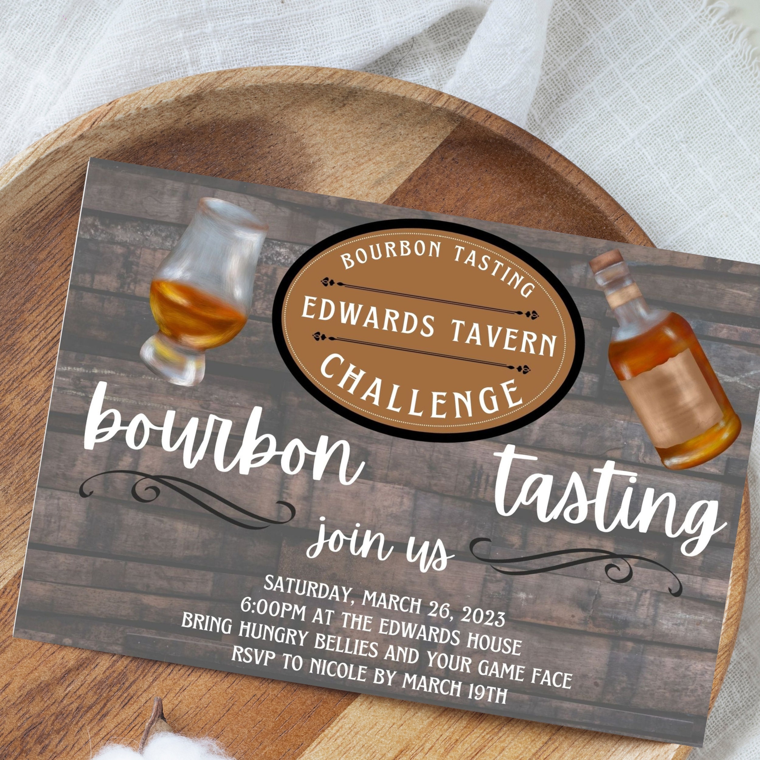 Bourbon Whiskey Tasting Invitation Template, Printable Adult Birthday ...