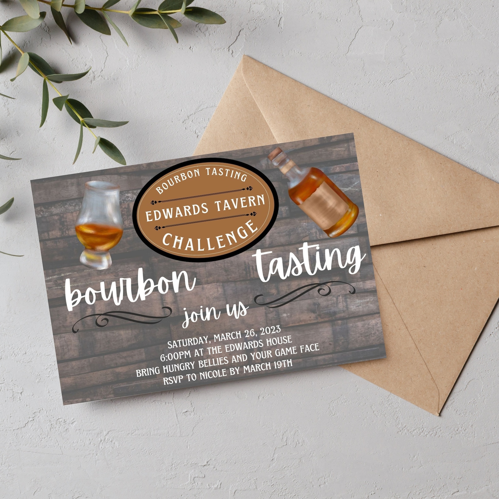 Bourbon Whiskey Tasting Invitation Template, Printable Adult Birthday ...