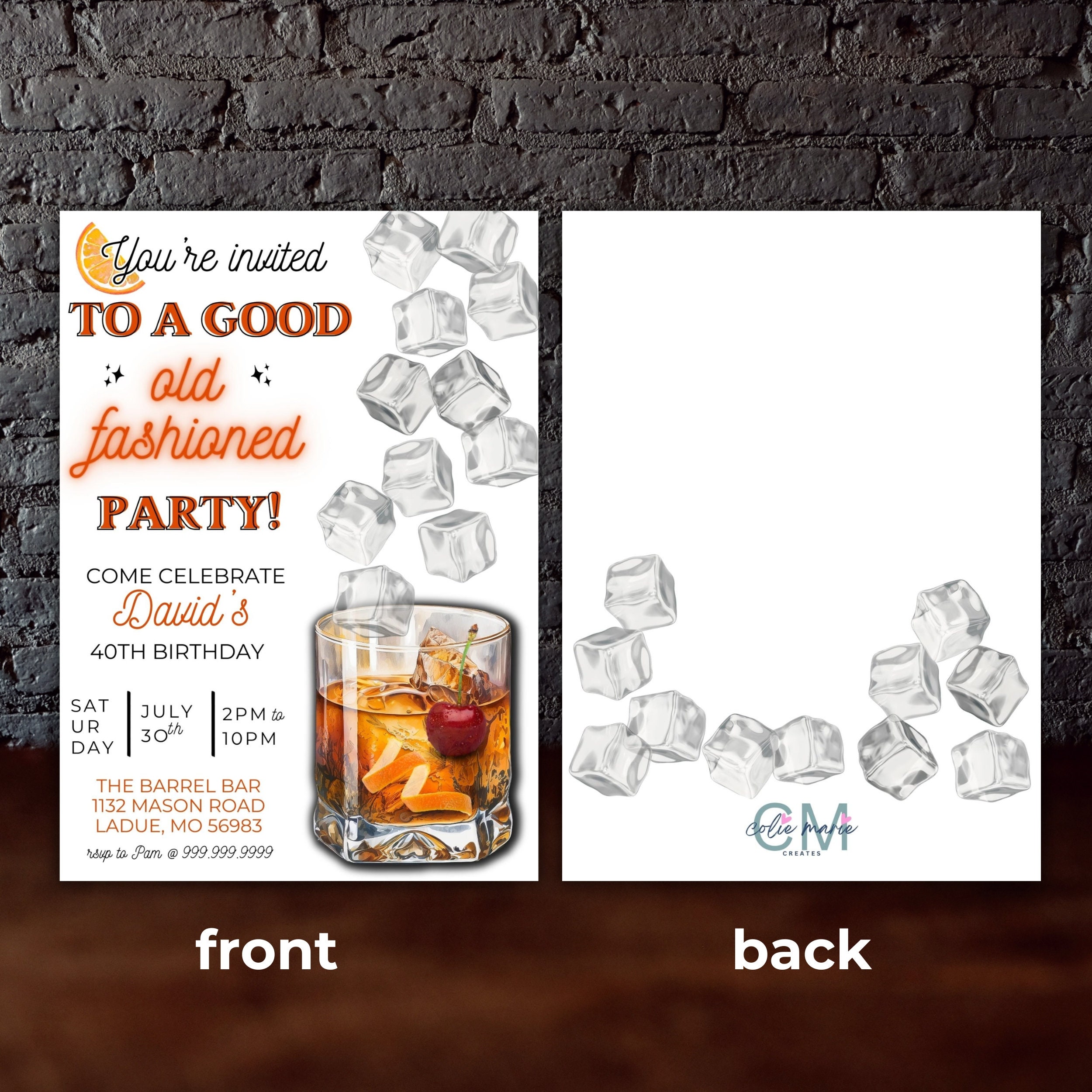 Old Fashioned Invite, Bourbon Party Invitation, Whiskey Lover Card ...