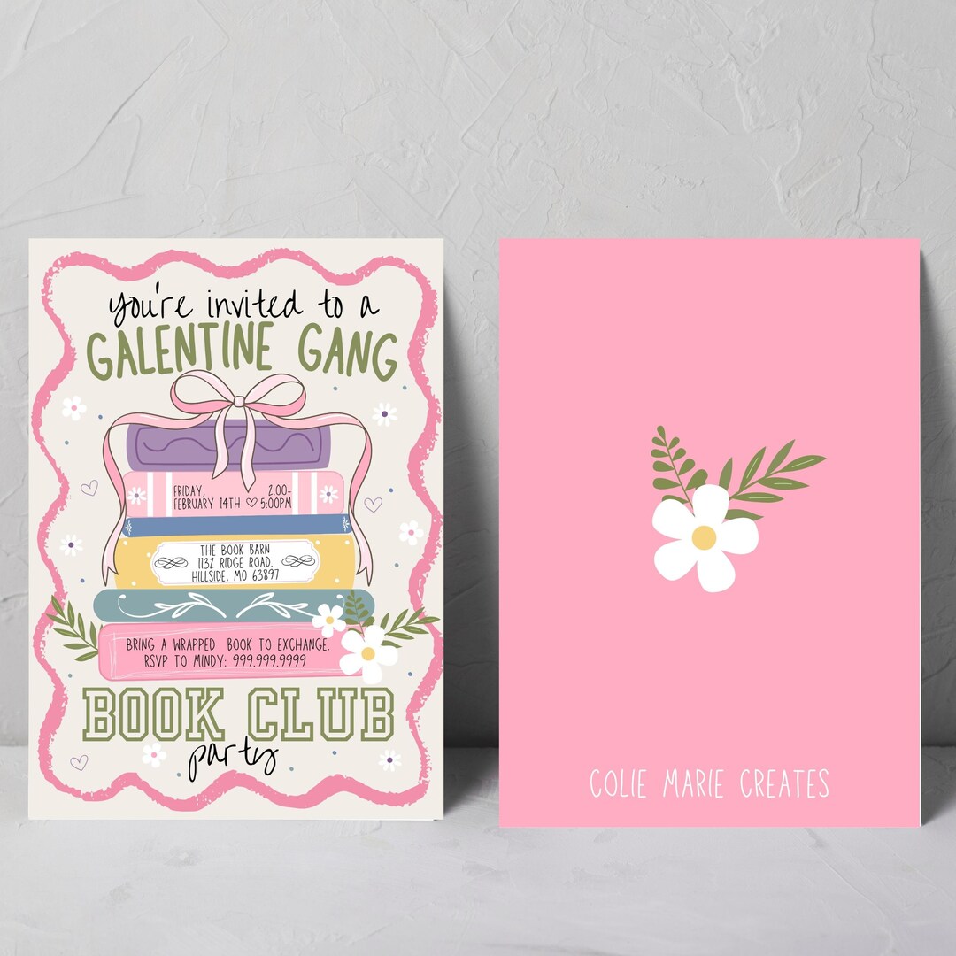 Galentine Invite, Girls Night Invite, Book Invitation, Moms Night Out ...
