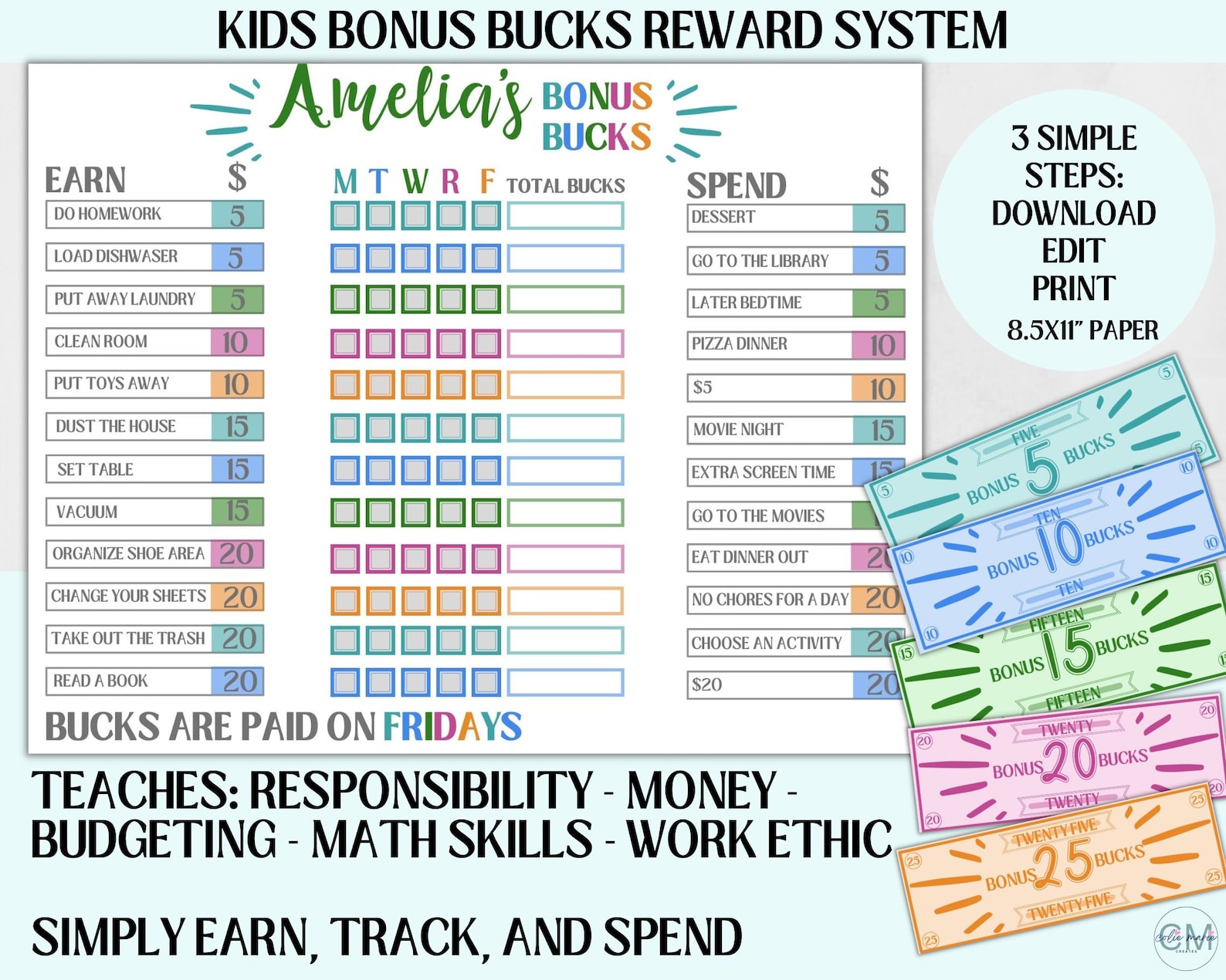 Reward Bucks for Kids Mom Bucks Good Behavior Game - Etsy