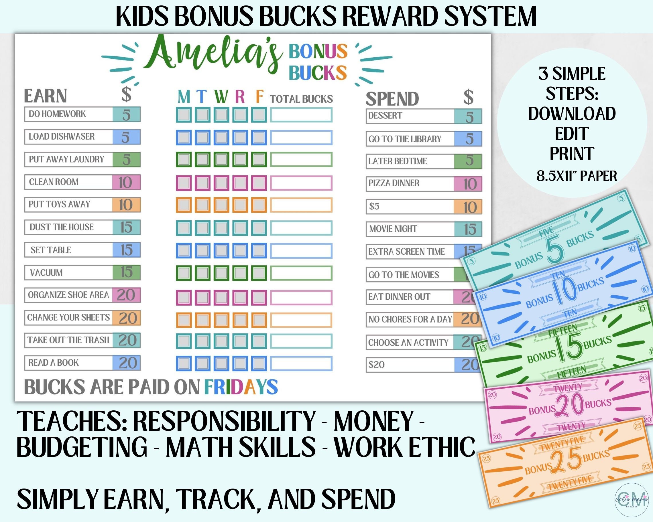 Reward Bucks for Kids Mom Bucks Good Behavior Game - Etsy