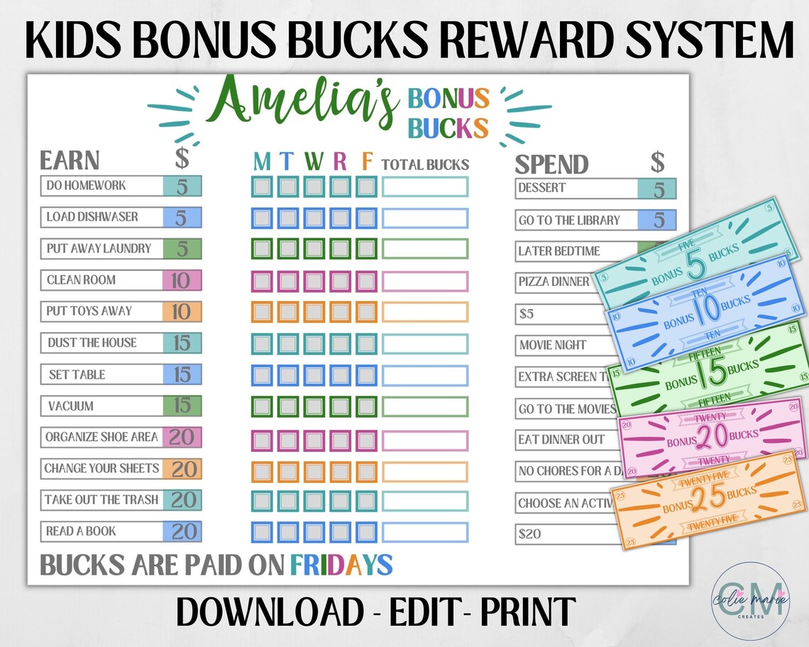 Reward Bucks for Kids Mom Bucks Good Behavior Game - Etsy