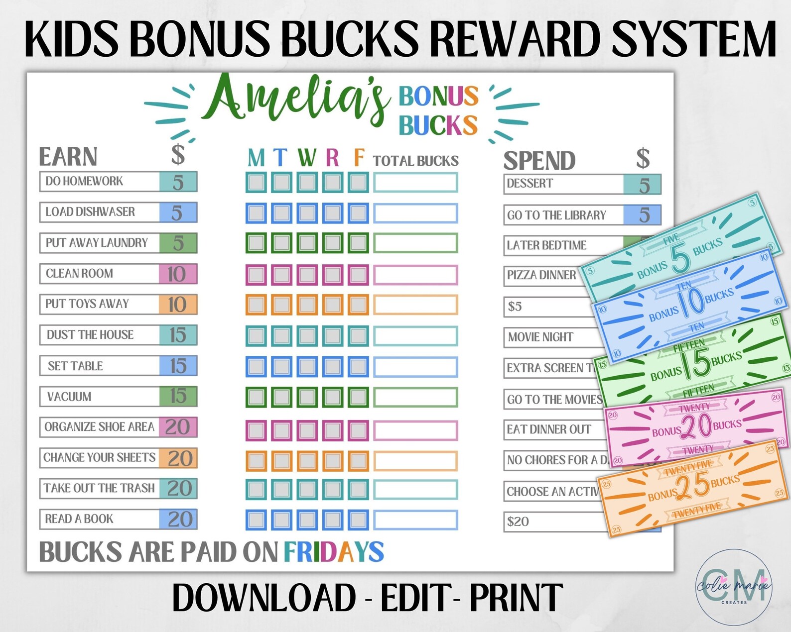 Reward Bucks for Kids, Mom Bucks, Good Behavior Game, Redeemable ...