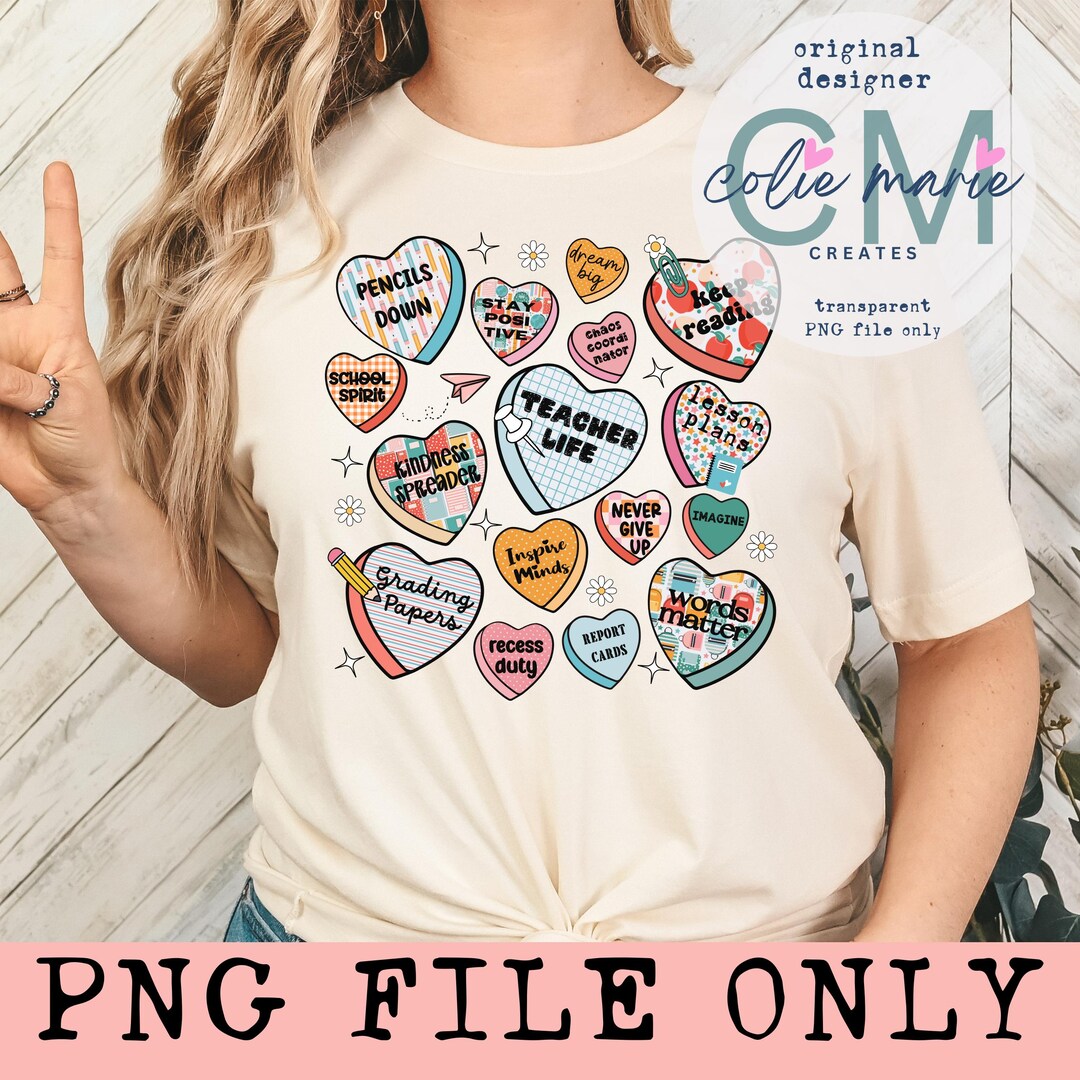 Teacher Valentine's Day PNG File, School Conversation Hearts ...