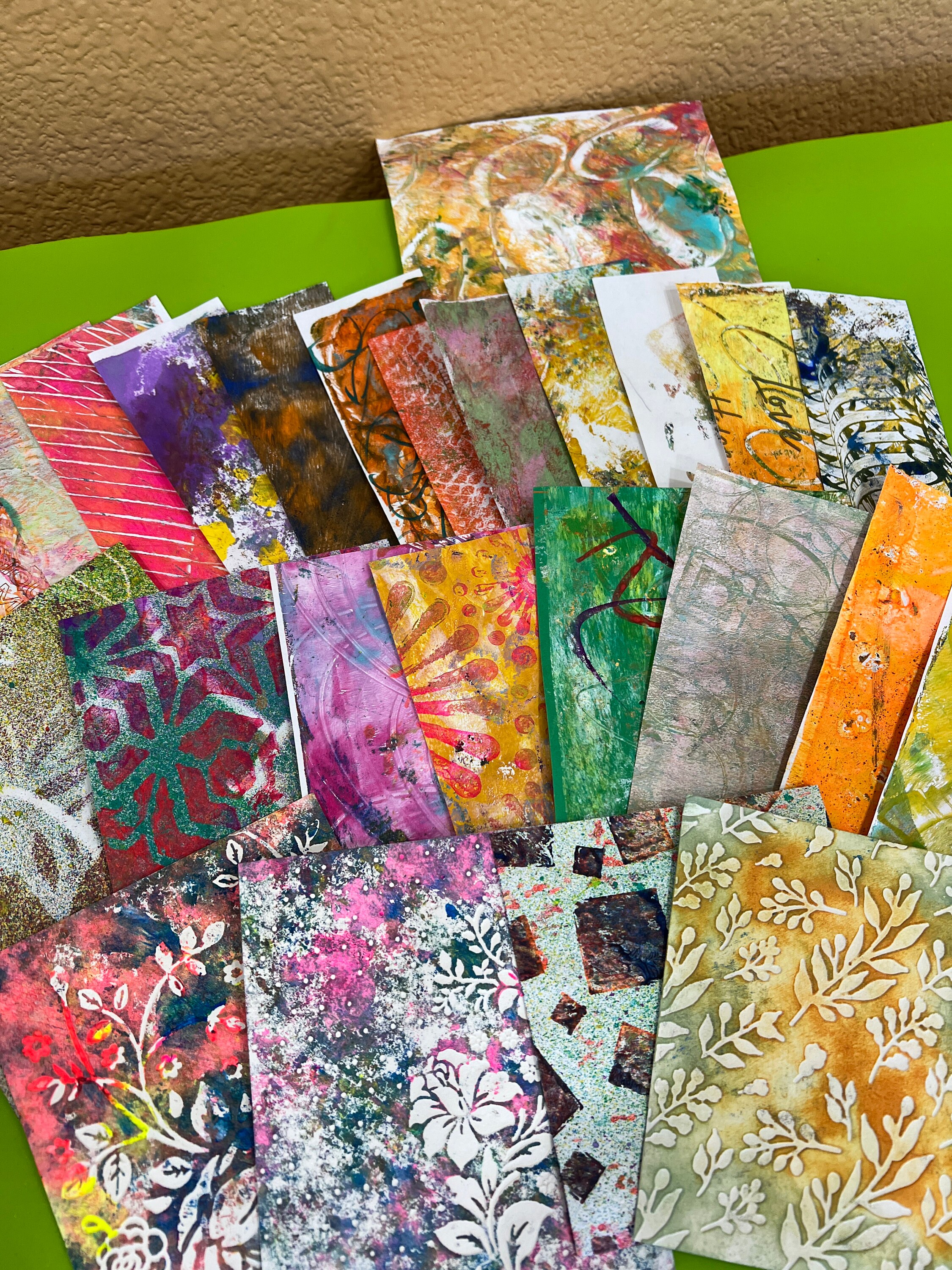 25 Piece Abstract Hand Painted Collage Paper Pack 295 Random Colors and ...
