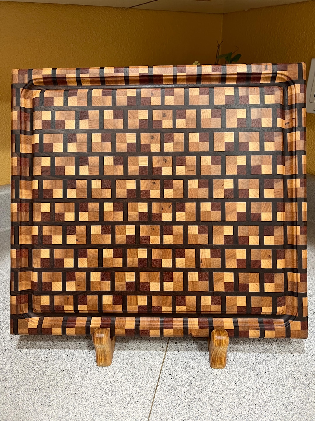 Handmade End Grain Cutting Board: Multi Wood Butcher Block With Juice ...