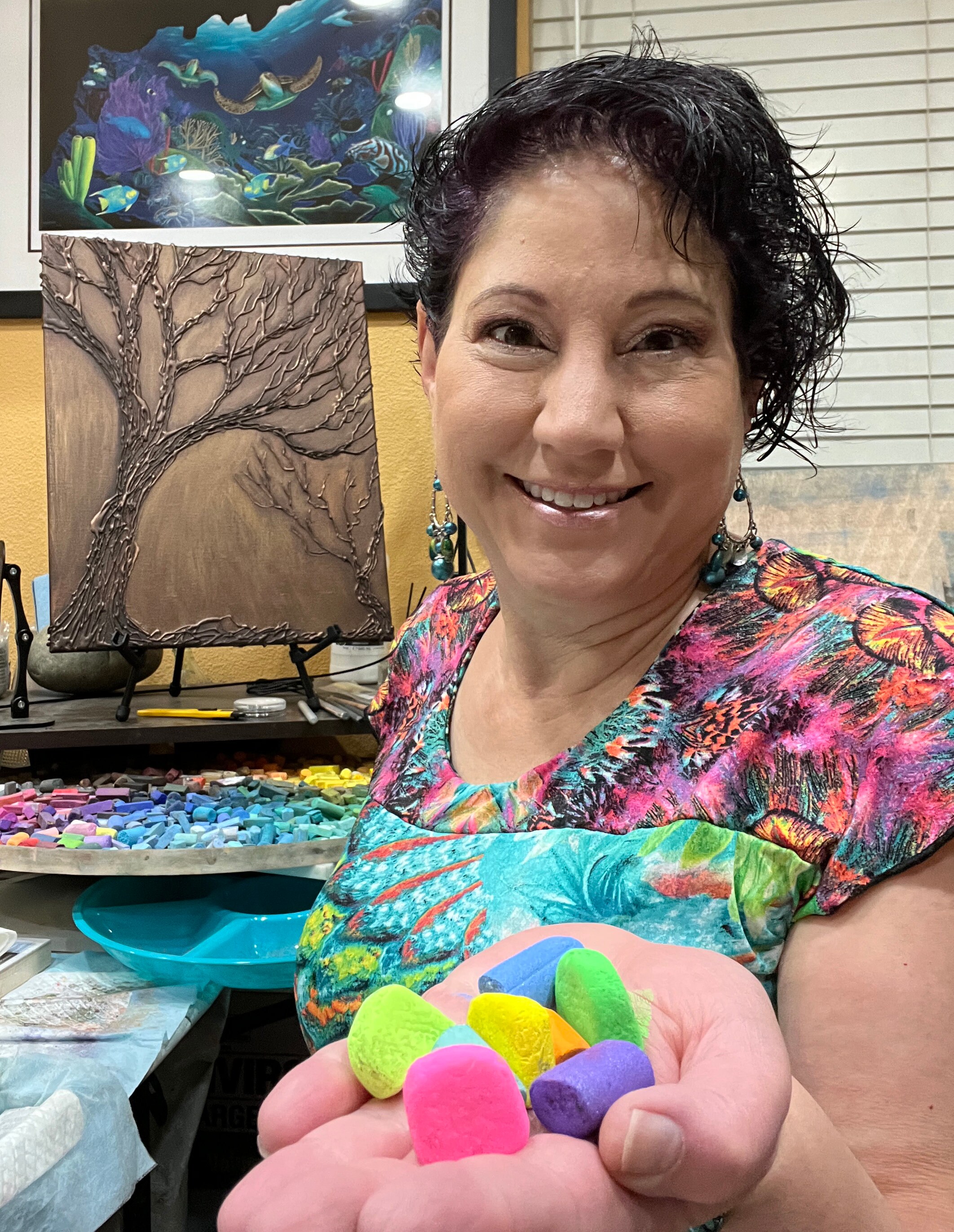 8.25x12 Original Rainbow Colored Lady Hand Painted Gouache Portrait ...