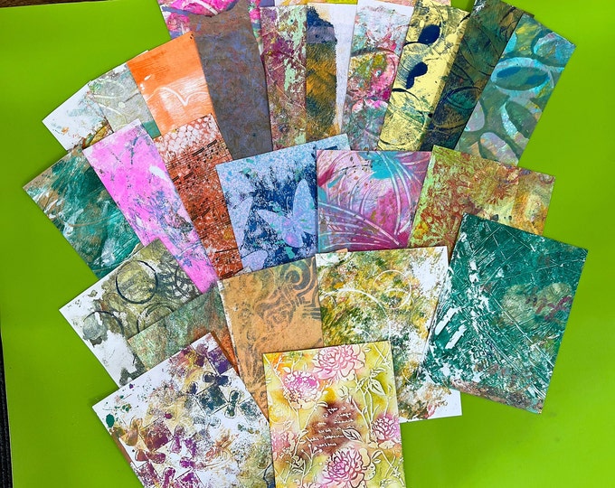 25 Piece Abstract Hand Painted Collage Paper Pack #284 Random Colors ...