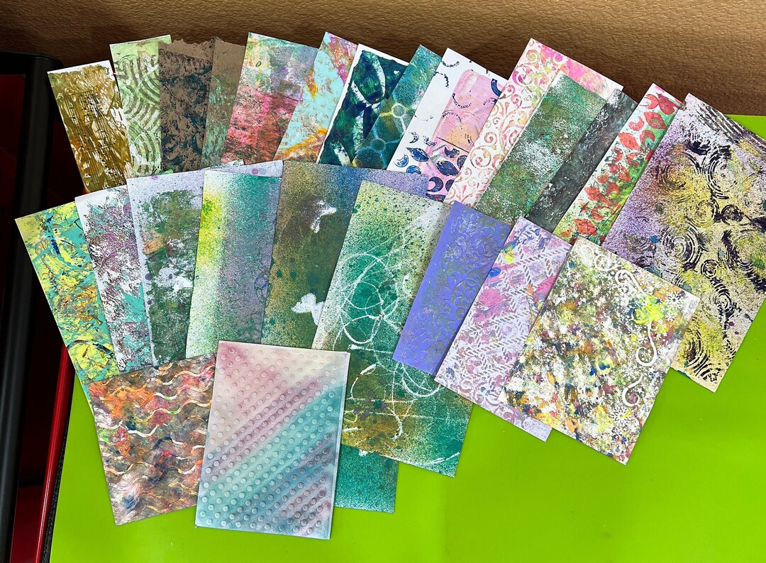 25 Piece Abstract Hand Painted Collage Paper Pack #299 Random Colors ...
