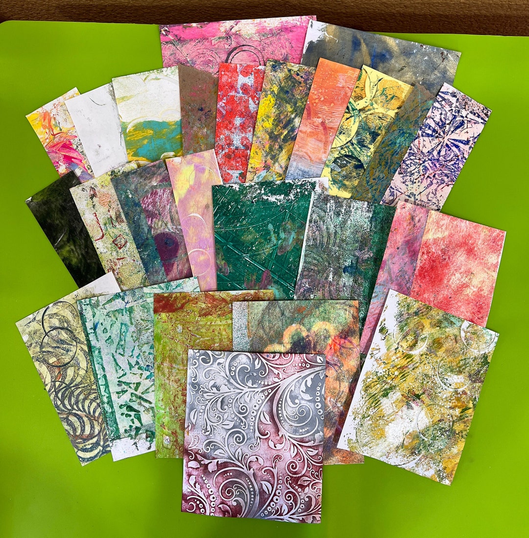 25 Piece Abstract Hand Painted Collage Paper Pack 281 Random Colors and ...
