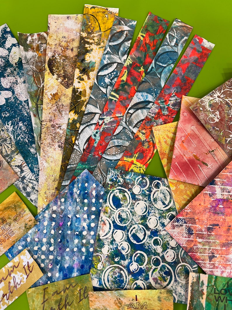 25 Piece Abstract Hand Painted Collage Paper Pack 267 Random Colors ...