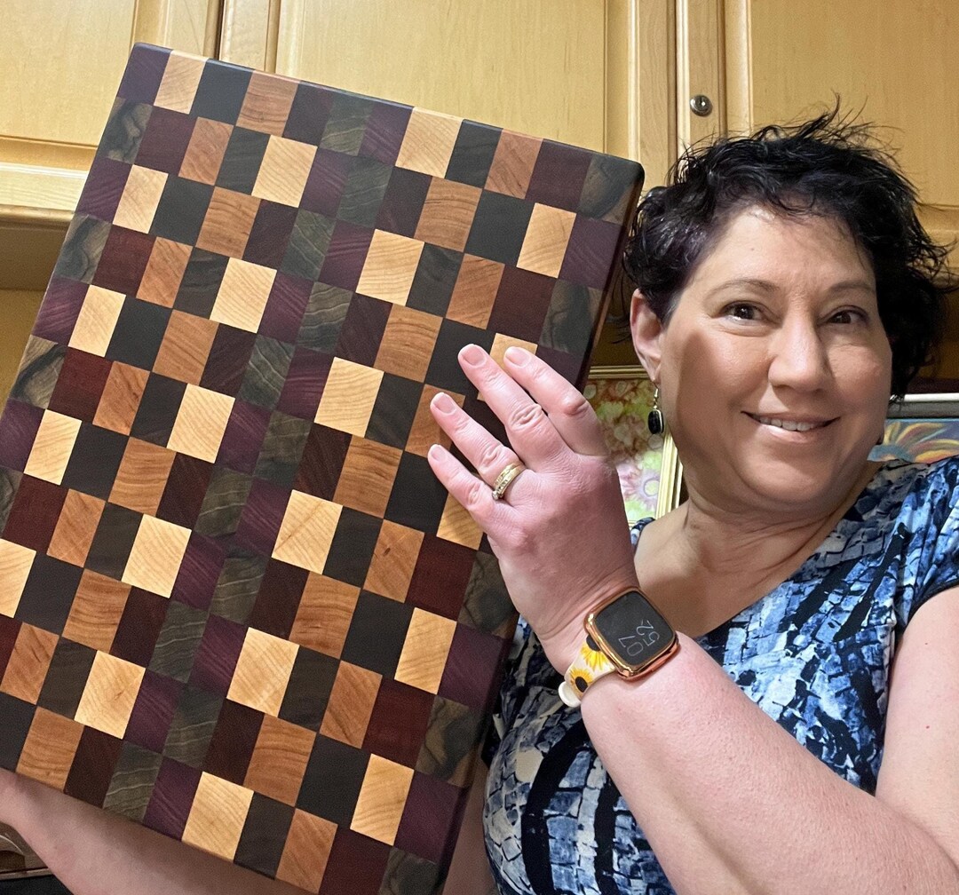 End Grain Multi-colored Wood Cutting Board Hand Made 17x13x1" Mixed 5 ...