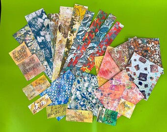 25 Piece Abstract Hand Painted Collage Paper Pack 287 Random Colors and ...