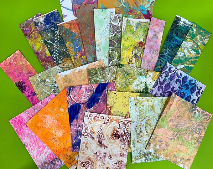 25 Piece Abstract Hand Painted Collage Paper Pack 287 Random Colors and ...