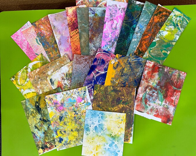 25 Piece Abstract Hand Painted Collage Paper Pack #288 Random Colors ...