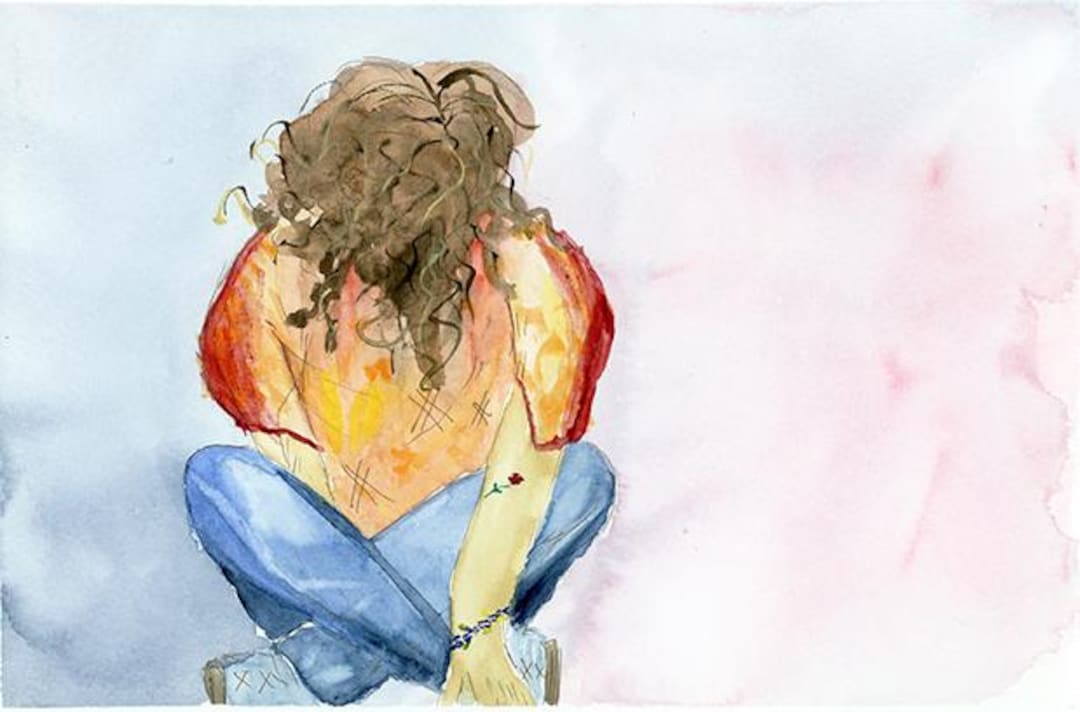 9x6 Original Watercolor Sad Girl, Hand Painted, Fine Art, Portrait ...
