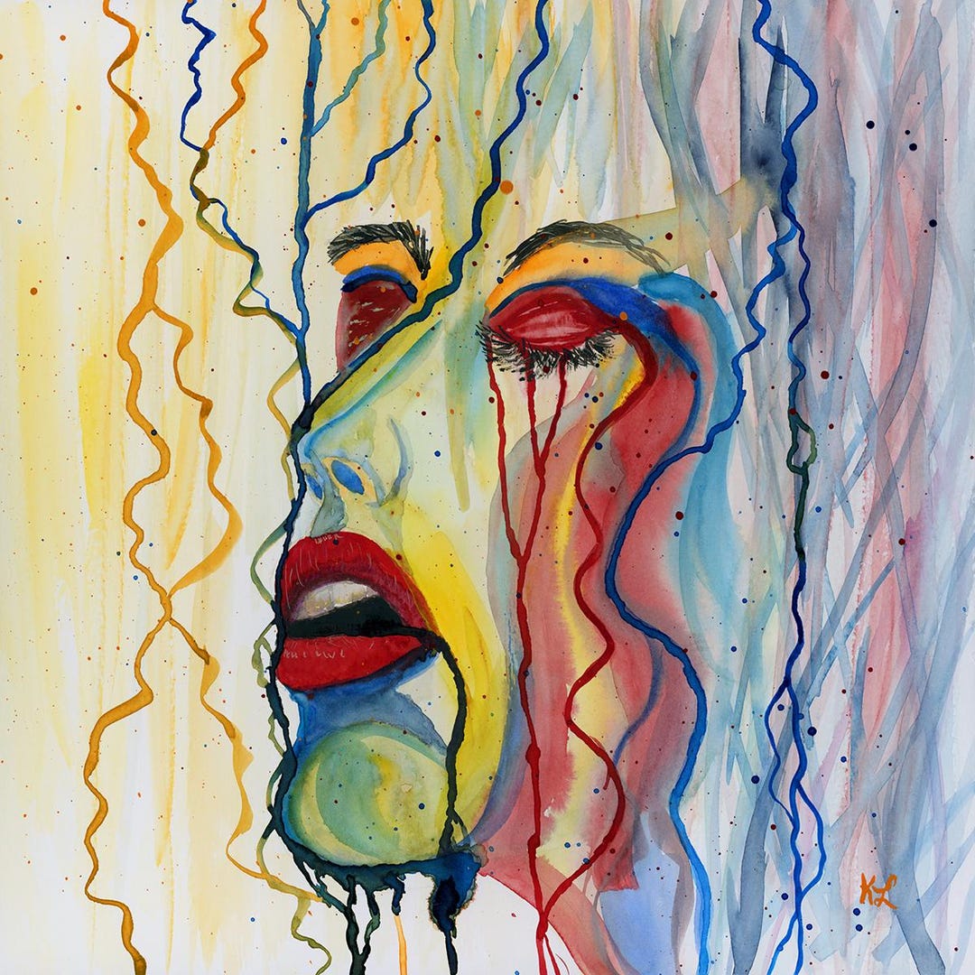 12x12 Picasso Style Emotions in Technicolor Abstract Realism Hand ...