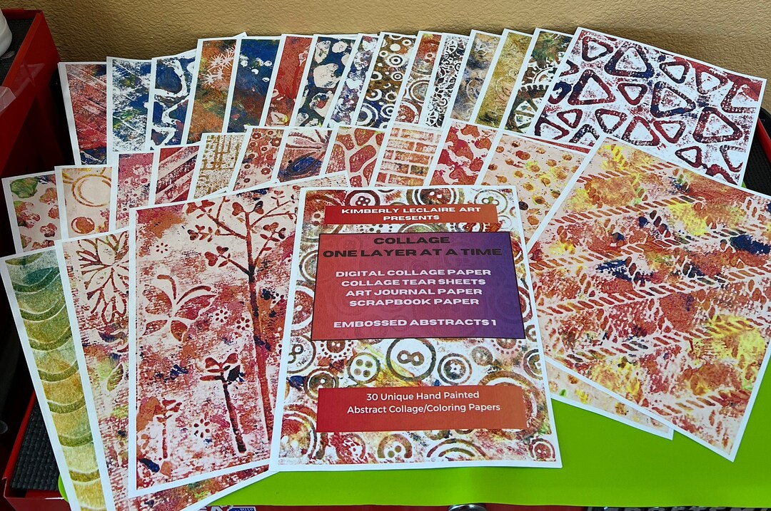 Digital Paper Collage Book Download Embossed Abstracts 1 Junk Journal ...