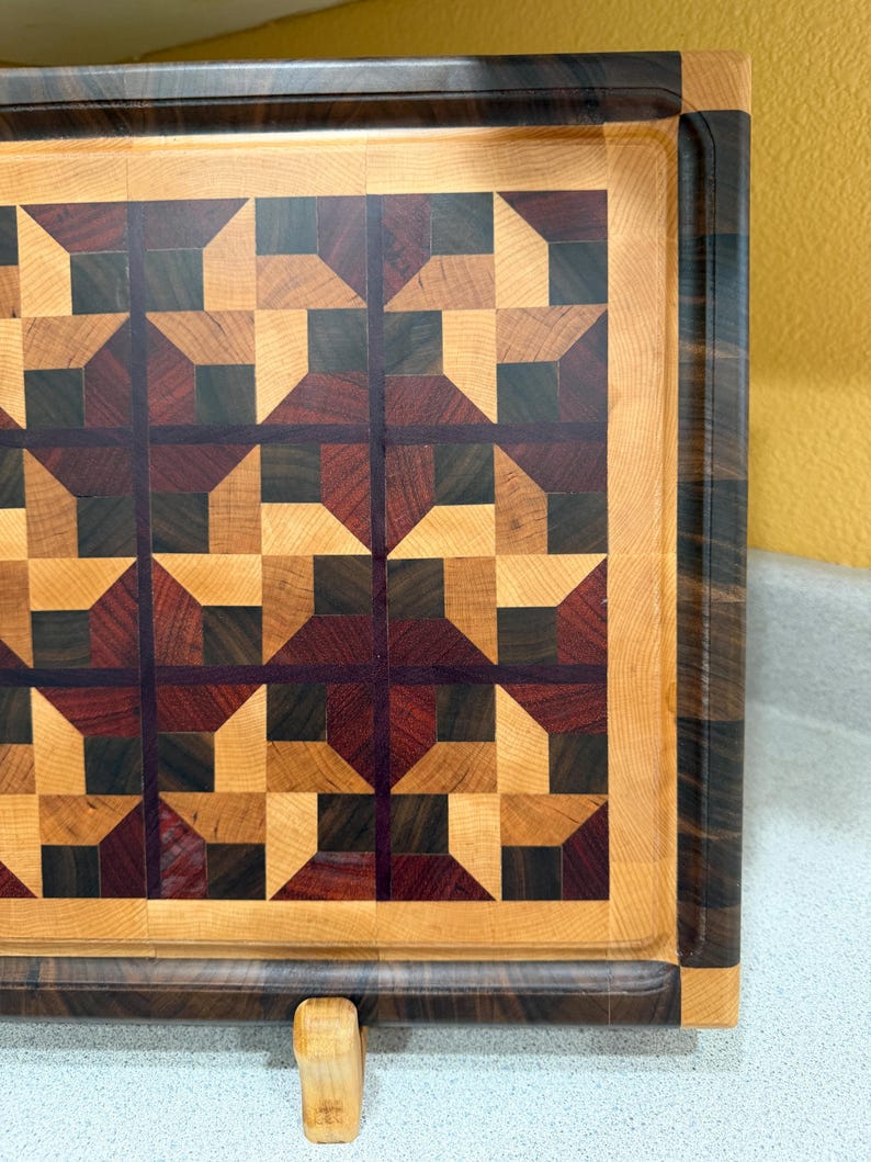 Handmade End Grain Cutting Board: Multi Wood Pinwheel Butcher Block ...