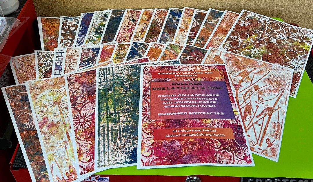 30 8.5x11" Color Laser Printed Paper Designs Collage Book Embossed ...