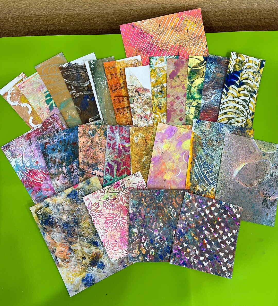 25 Piece Abstract Hand Painted Collage Paper Pack 292 Random Colors and ...
