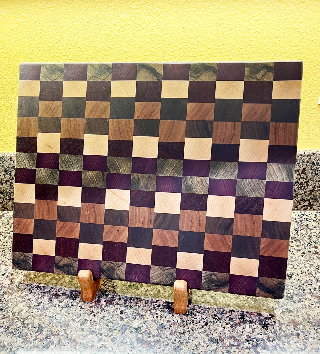 End Grain Hardwood Cutting Board: Handmade Checkerboard Butcher Block ...