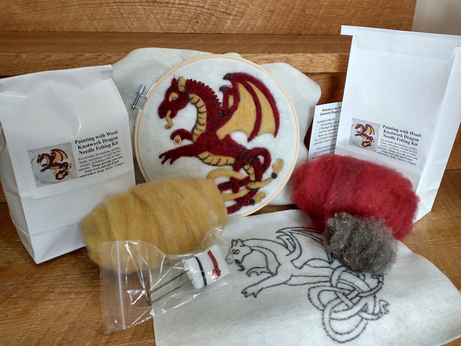 Knotwork Dragon Needle Felting Kit DIY - Etsy