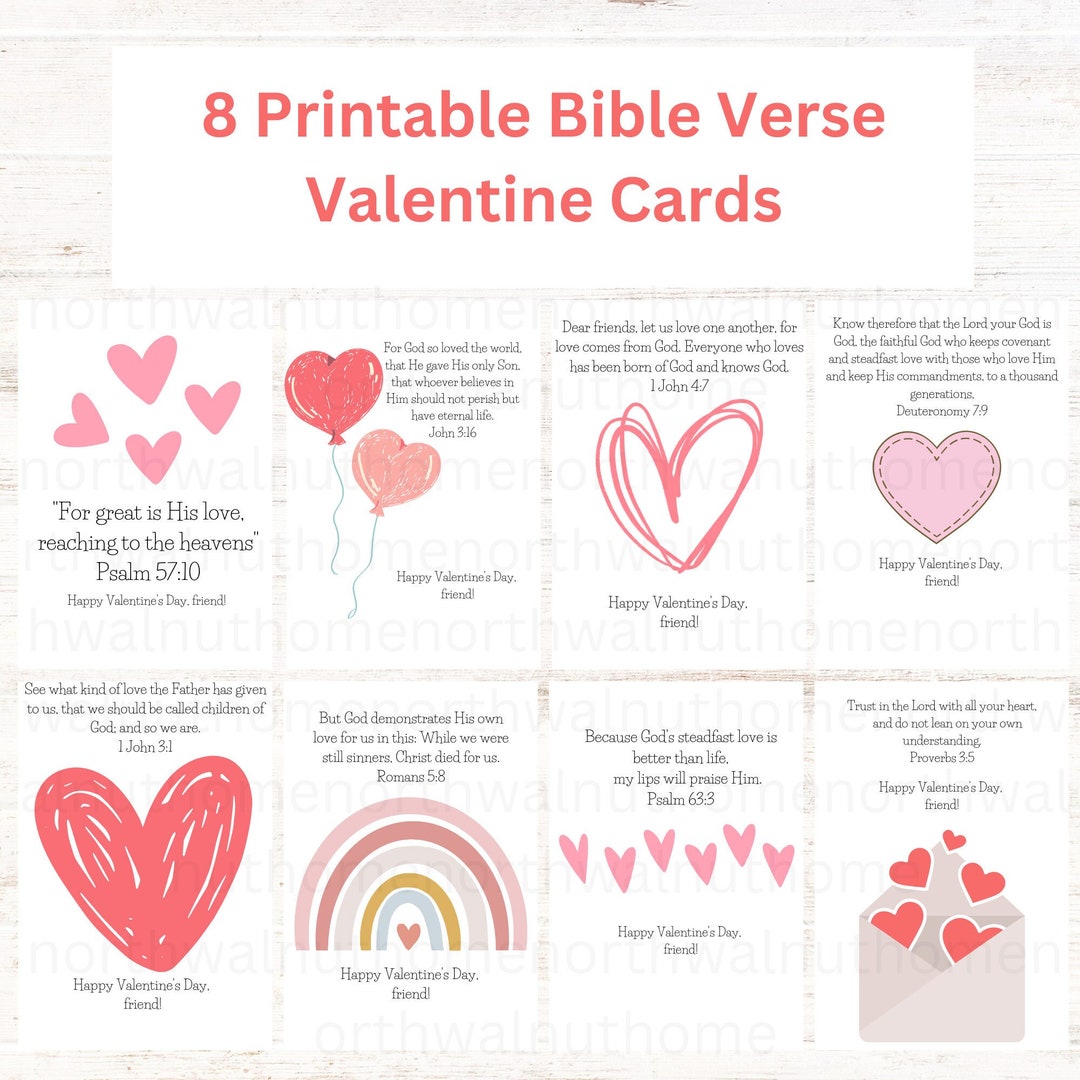 Hearts Bible Verse Valentine's Cards for Kids - Etsy