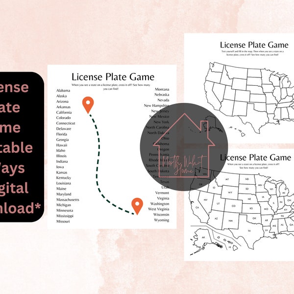 Printable License Plate List - Etsy