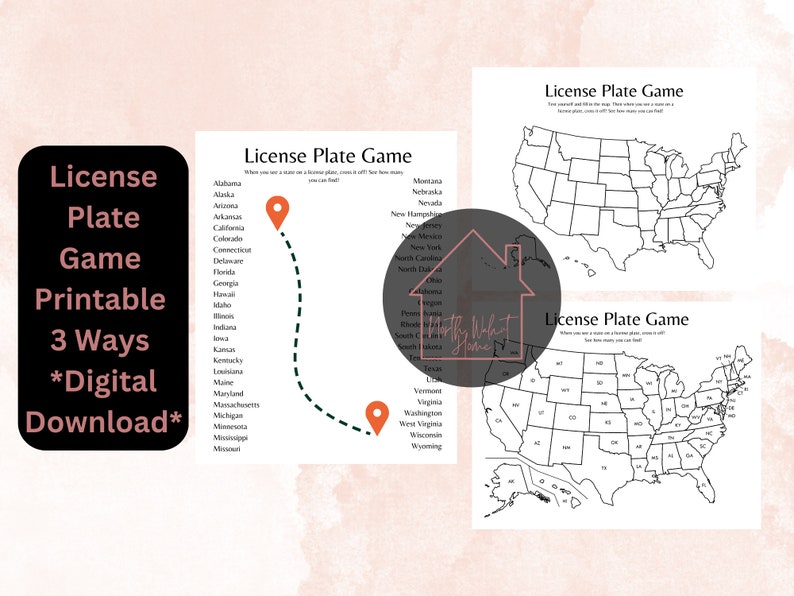 License Plate Game Printable, Road Trip Game, License Plate Check List ...