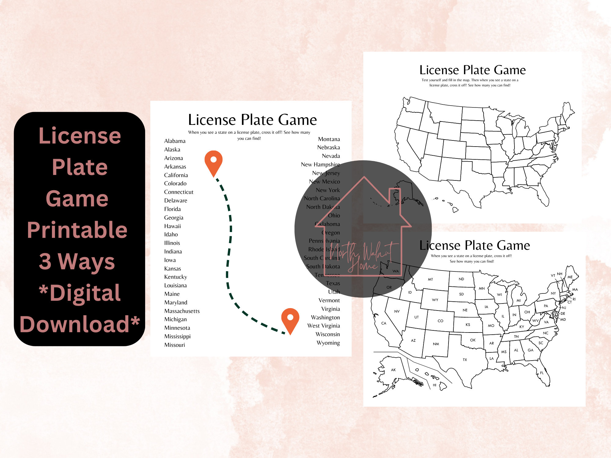 License Plate Game Printable, Road Trip Game, License Plate Check List ...