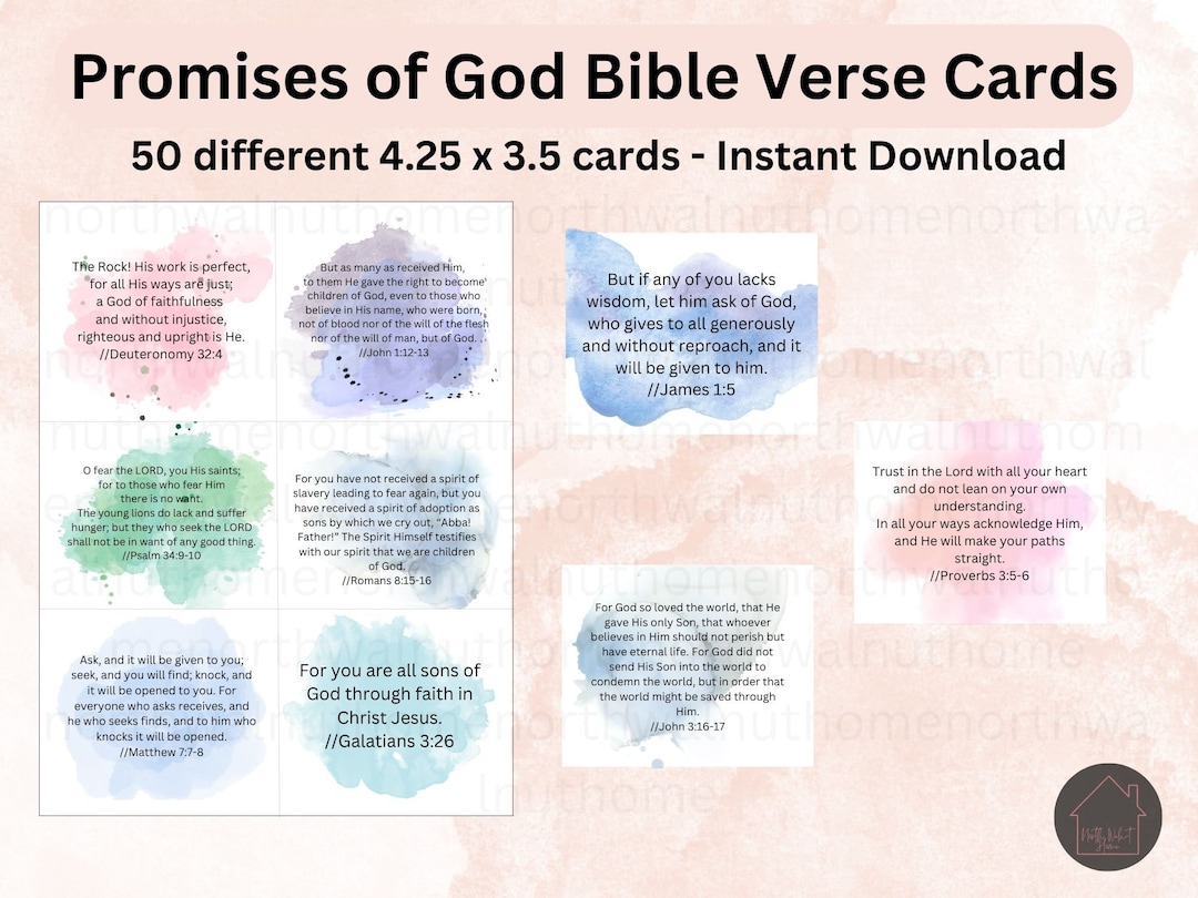 50 Bible Verses on God's Promises, Digital Download, Printable ...