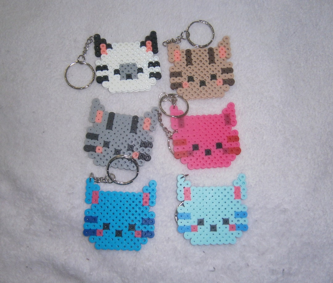 Handmade Perler Bead Cat Keychains Lot of 6 - READY TO SHIP - Etsy