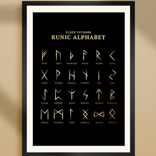 Elder Futhark Runes Alphabet Custom Foil Print Medieval | Etsy