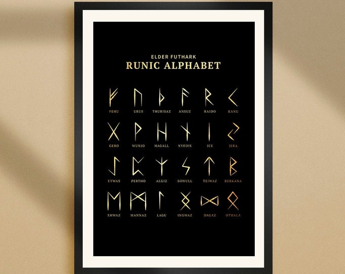Elder Futhark Runes Alphabet Custom Foil Print • Medieval Runes Viking ...